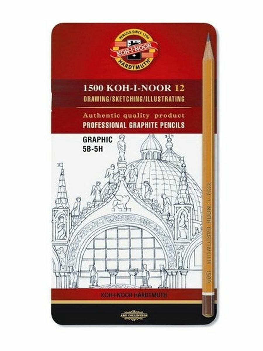 Koh-I-Noor Карандаши простые чернографитные 5В-5Н 12 шт.