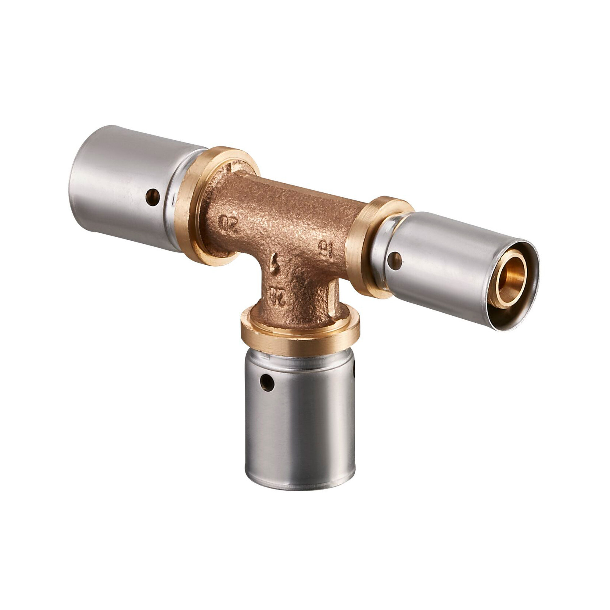 Пресс-тройник Oventrop Cofit P 20 х 20 х 16 мм, бронза/нержавеющая сталь