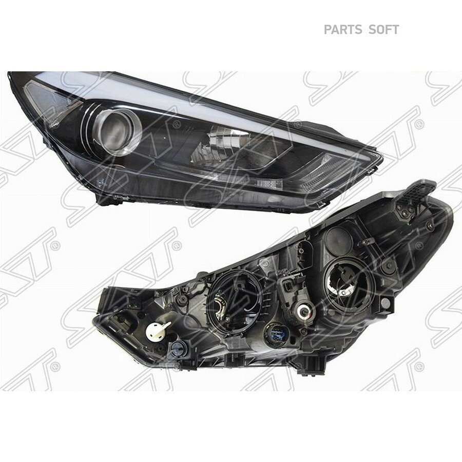 Фара Hyundai Tucson 15-19 (Справа/ Галоген/ С электрокорректором) от официального дистрибьютора, SAT, артикул ST1211114R