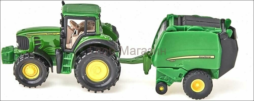 SIKU John Deere трактор с пресс-подборщиком, включая 2 тюка, металл/пластик