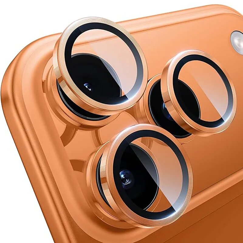 Металлическая защита объектива камеры для iPhone 17, 16, 14, 12, 13, 17Pro-17ProMax(3PCS), Orange
