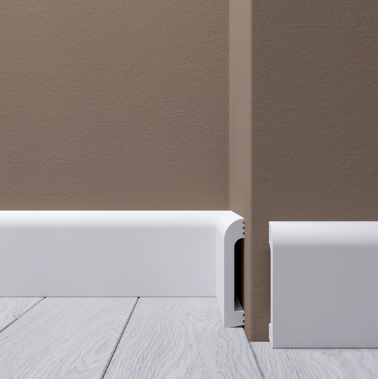 Плинтус напольный 13x80 мм белый ударопрочный полистирол полиуретановый под покраску 1 метр