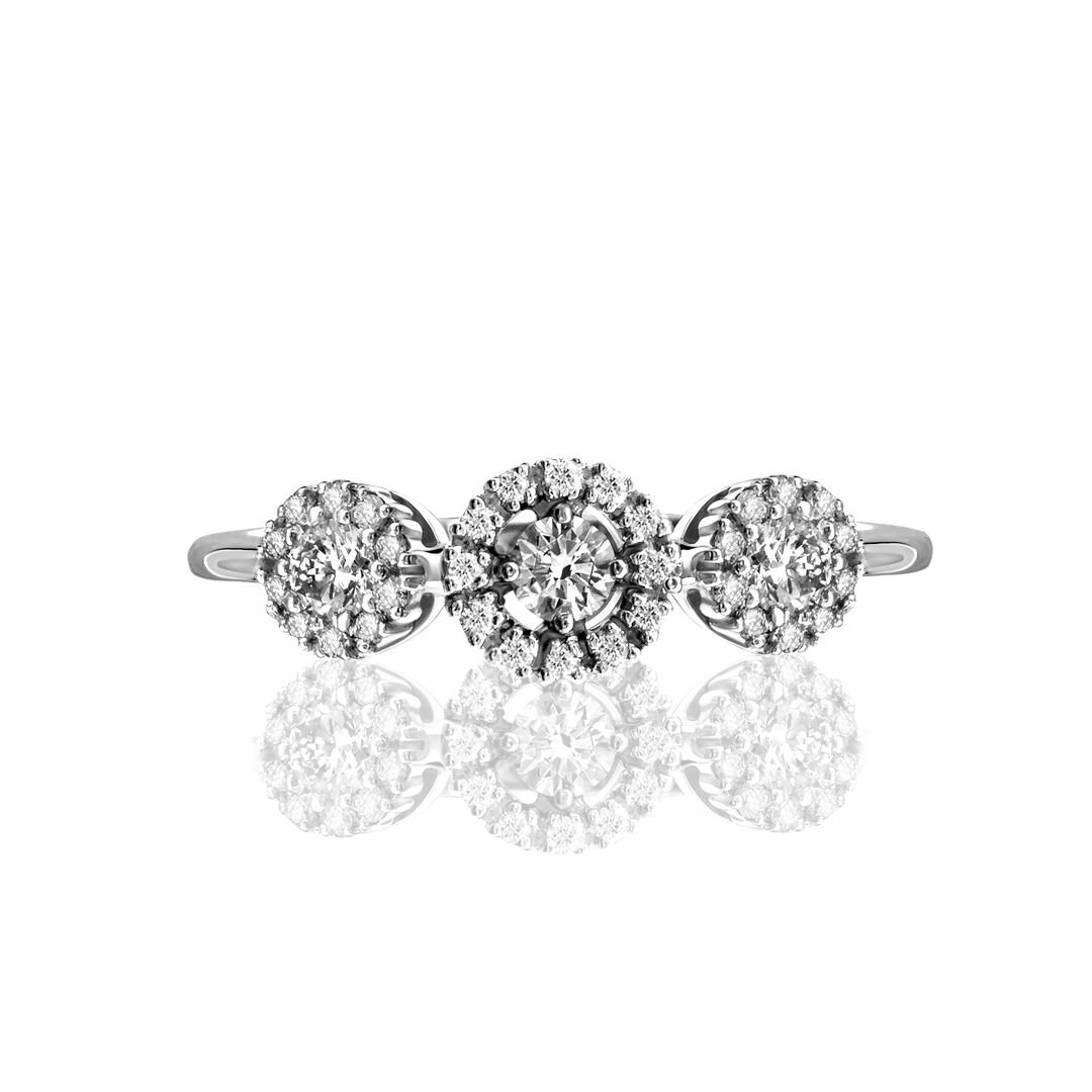 Перстень, белое золото, 585 проба, бриллиант