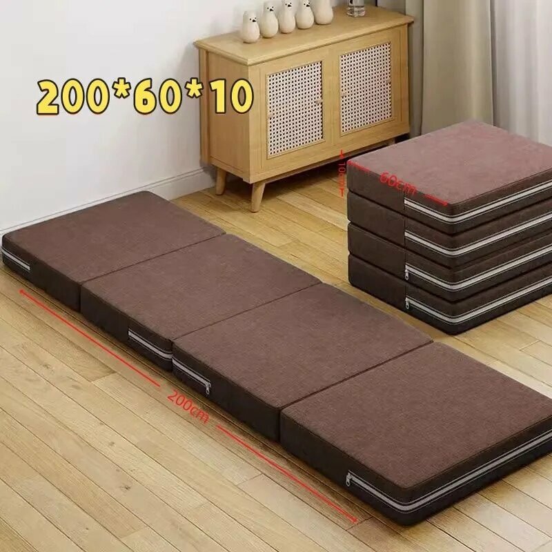 Бескаркасный пуф Матрас, Лён, Размер S, коричневый