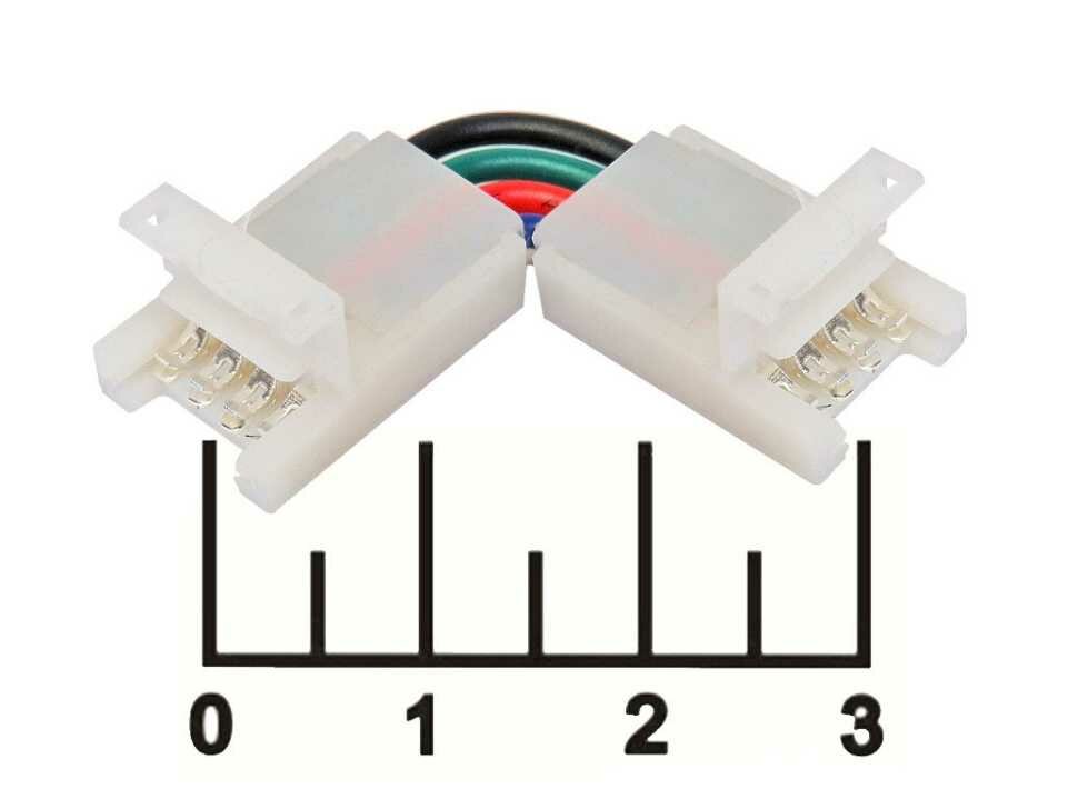 Соединитель для LED ленты 10мм 4pin "L" с коннекторами на проводе