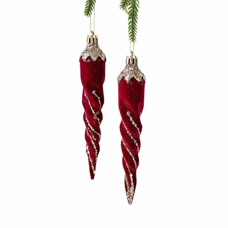 2 красных расписных колокольчика, бантики, подвески из тростника-Bingbing