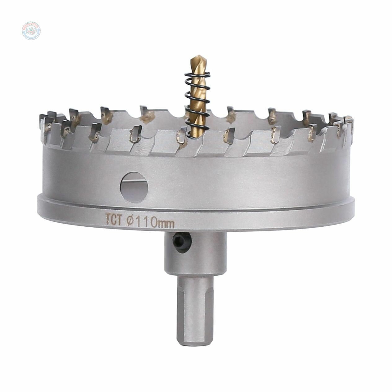 Коронка сверлильная 110 мм с твердосплавным наконечником, кольцевая пила по металлу для нержавейки, алюминия и чугуна, рабочая глубина 25 мм