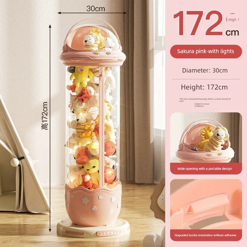 Корзина для хранения плюшевых игрушек на молнии, органайзер для хранения мягких игрушек и фигурок, прозрачный