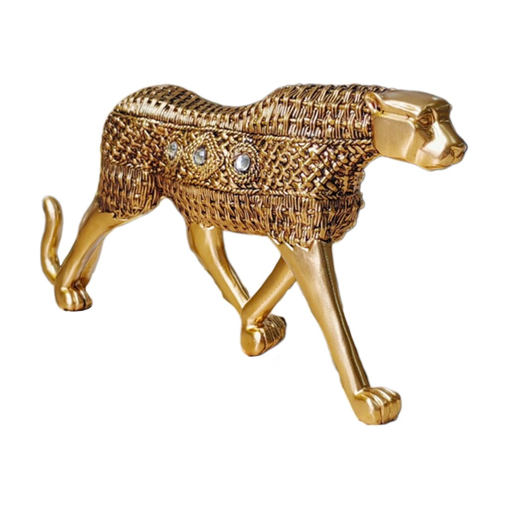 Фигура леопарда из ротанга, реалистичная статуя для украшения стола, подарок для любителей животных