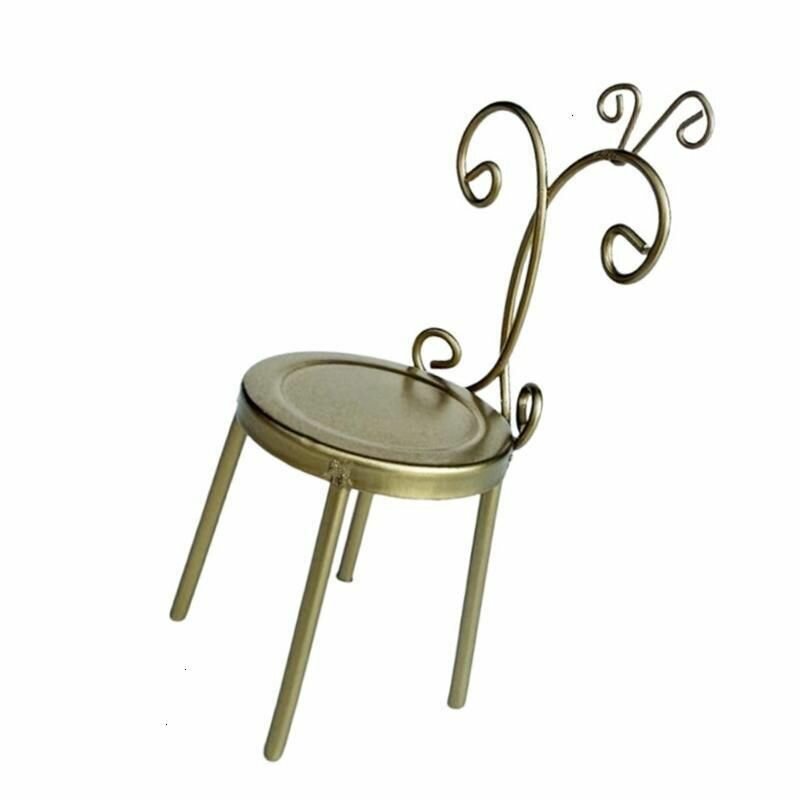 Мини-модель металлического карманного стула для кукольного домика 1:12-Золотой