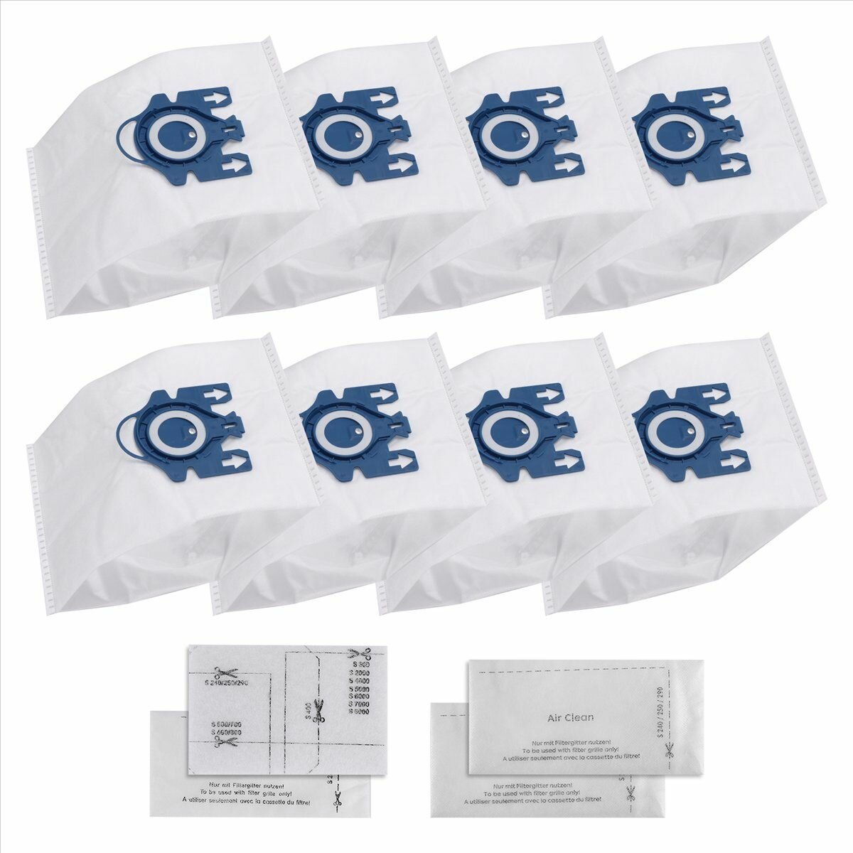 Пылесборник 3D Efficiency для пылесоса Miele Gn Vacuum 9917730 HyClean Hoover Bags, 2 таблетки Air Clean и 2 таблетки Motor Filter