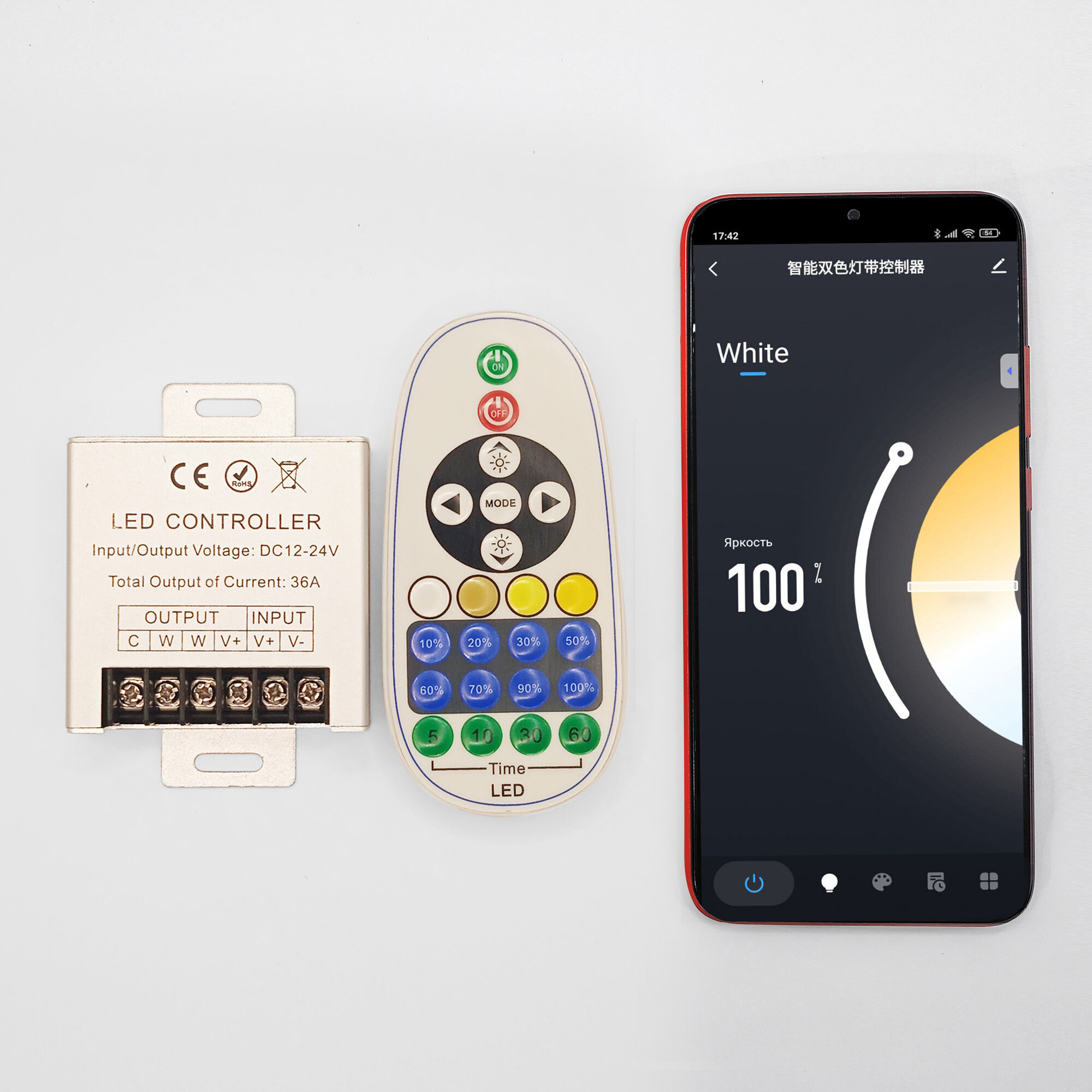 Контроллер CCT ленты с умным домом Tuya 432w/864w (металлический корпус) RF пульт Giant4