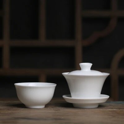 Белый гайвань из фарфора, 50 мл, Tea bowl 1cup