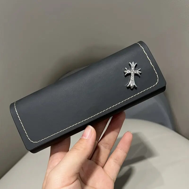 Чехол для очков из искусственной кожи с бриллиантами, портативный чехол для солнцезащитных очков, коробка для хранения очков для близорукости и пресбиопии, сумка для очков с защитой от давления