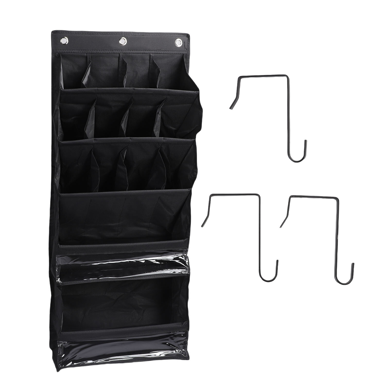 Над дверной сумкой для обуви дышащий пространство, экономясь подвеска для хранения с карманами, подвесными для обувной стойки для шкафа многоцелевой черный