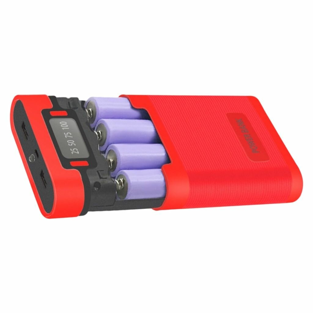 Комплект чехлов для зарядки мобильных устройств большой емкости без сварки 4x18650-красный