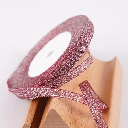 Мерыловер 22 метра цветная металлическая лента Бордовый, dark red silver