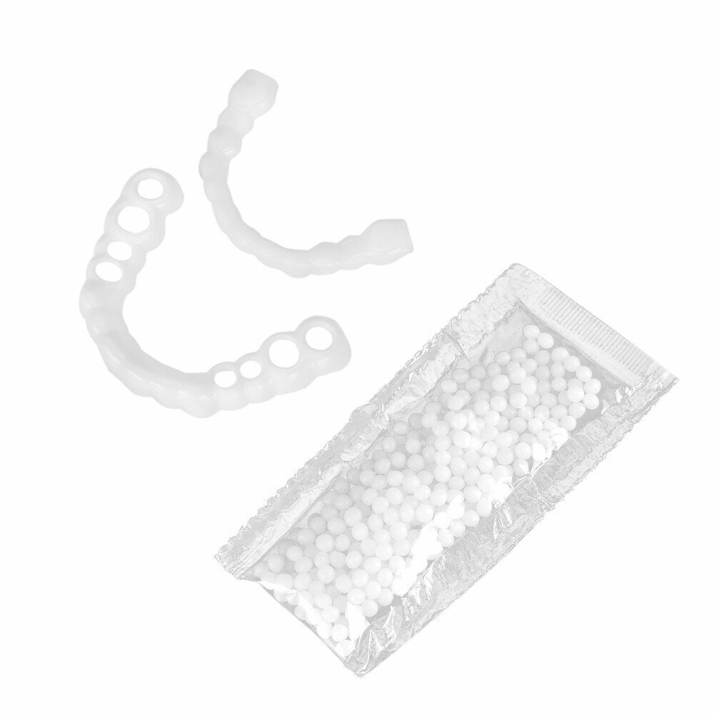 1 пара Косметические зубы временные улыбка Denture Teeth для женщин и мужчин, Whitening Teeth Cover + 10г Клеевой состав для ложных зубов твердый, Набор для временного ремонта зубов, силикон и смола, размер упаковки 7*7*1.5см, вес 16г