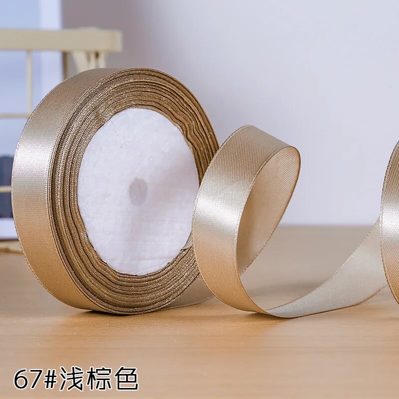 Атласные ленты 6/10/15/20/25/30/40 мм, 25 ярдов 67 Light brown, Width 10mm