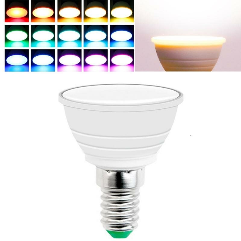 Умная светодиодная лампа для внутреннего освещения, с пультом управления, E14 - Теплый Белый