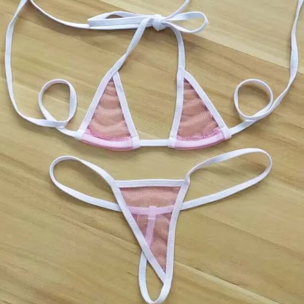 Женские экзотические комплекты, сексуальные треугольные бикини, экстремальные комплекты, открытые микро-стринги, купальник, мини-стринги, купальник, нижнее белье, ночное белье Розовый