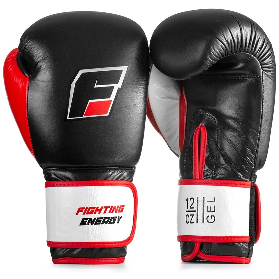 Боксёрские перчатки Fighting Energy Gel - чёр/кр, 12 унций
