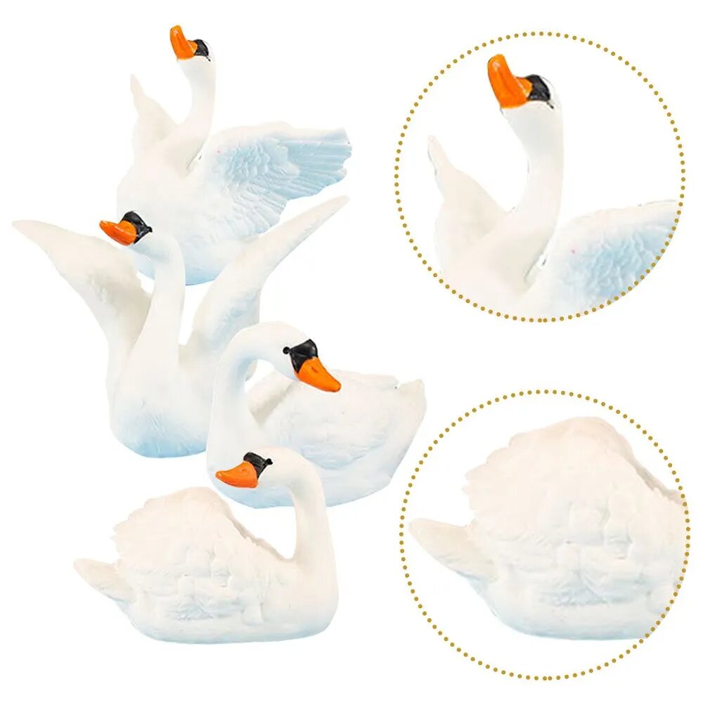Стильные статуэтки лебедей для создания уютной атмосферы 4 штуки 6,00 5,30 4,00 см