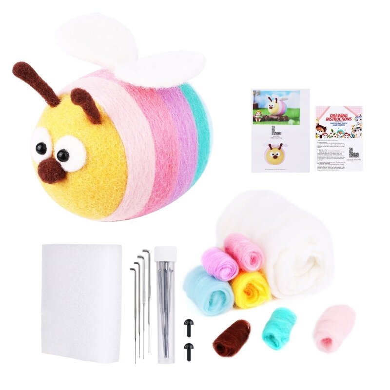 Комбинация пчелиных насекомых ручной работы diy из шерстяного войлока poke music material pack-красочная пчела