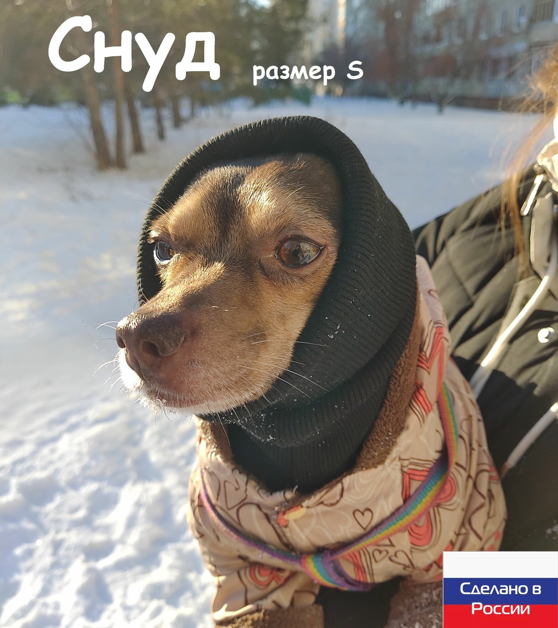 Снуд шапка для собак средних размеров зимний на голову черный