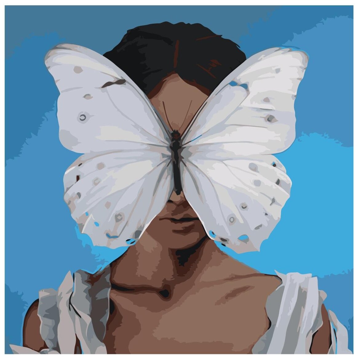 Девушка с бабочкой Раскраска картина по номерам на холсте