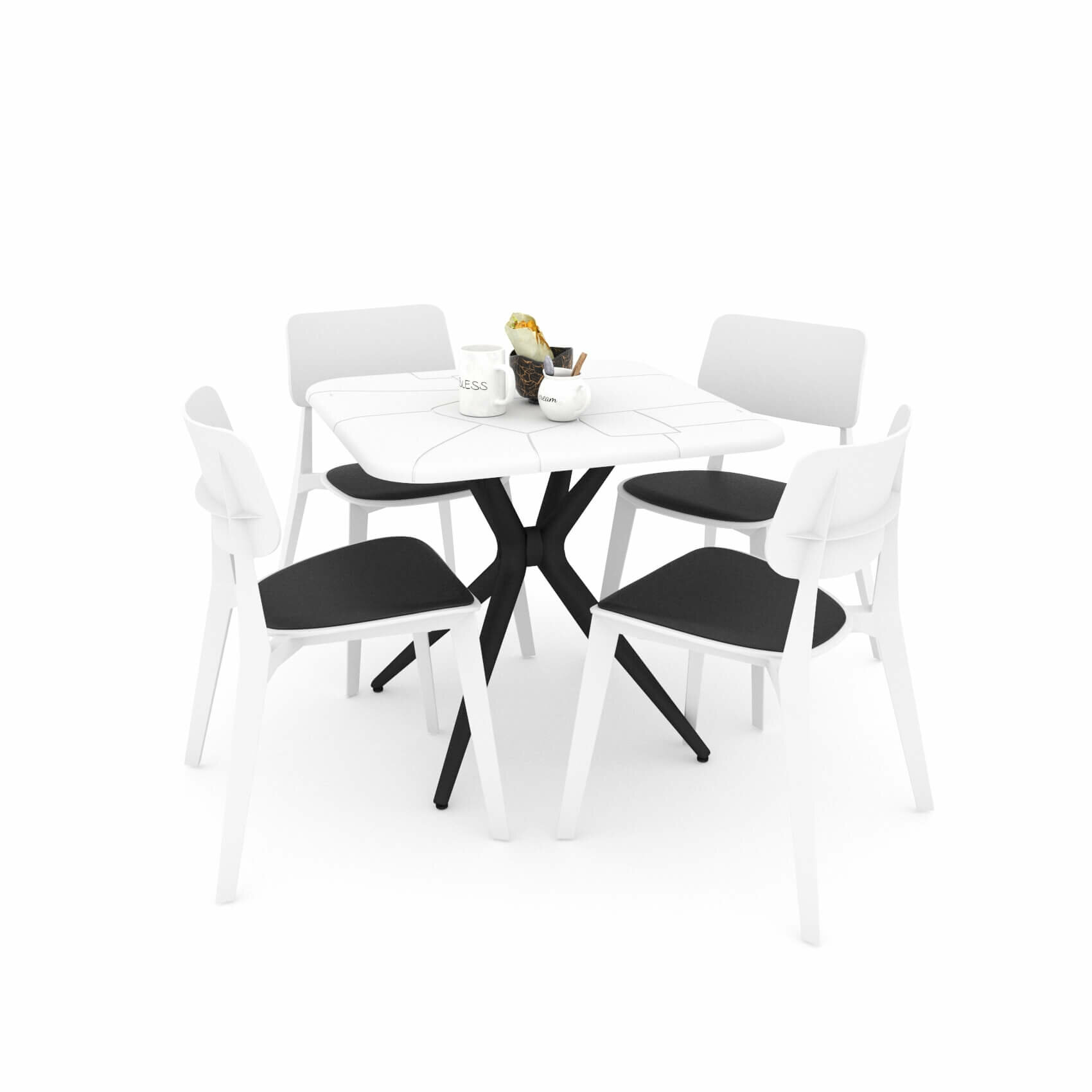 Обеденная группа Sheffilton SHT-DS135 Белый/Черный Размеры: Высота 820мм Глубина 1370мм Ширина 1370мм