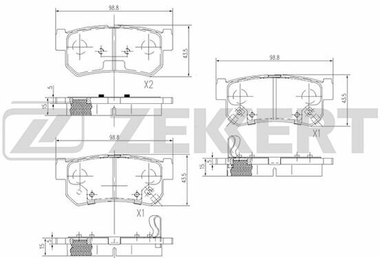 Колодки тормозные SsangYong Actyon 05-, Korando II 02-, Kyron задние дисковые (GDB336) Zekkert