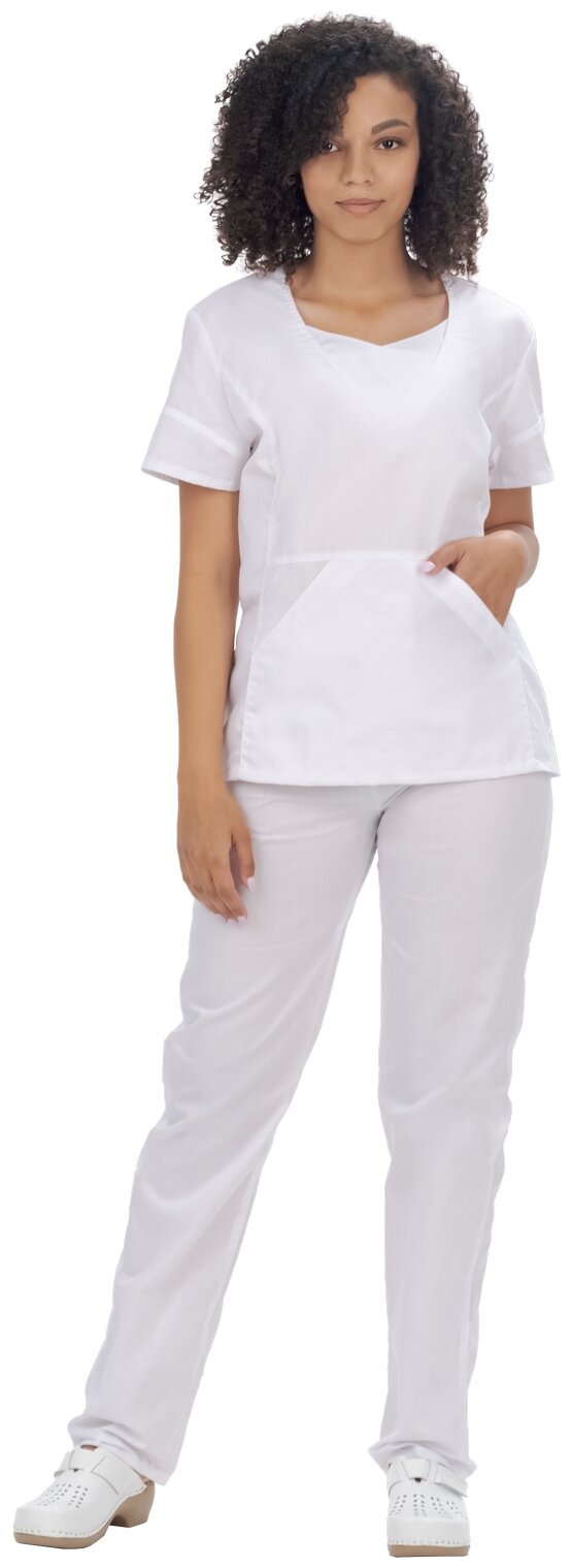 Костюм медицинский женский, ткань тиси, цвет белый, размер 62