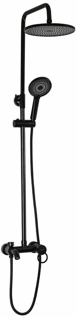 BRIMIX - Смеситель + стойка душевая "тропический душ" с двумя лейками, чёрного цвета
