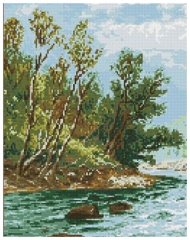Алмазная мозаика "Речной пейзаж", 40x50 см