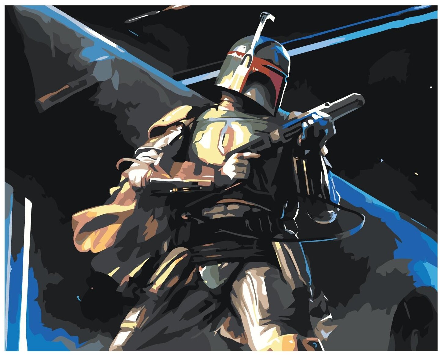 Боба Фетт Мандалорец Раскраска картина по номерам на холсте