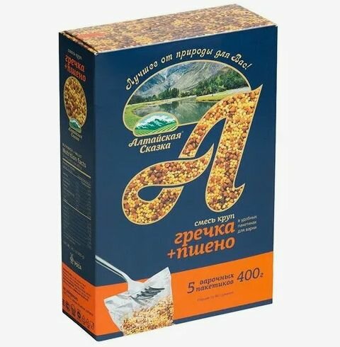 Крупа "Гречка + Пшено" "Алтайская сказка" в варочных пакетах 400гр 6шт.