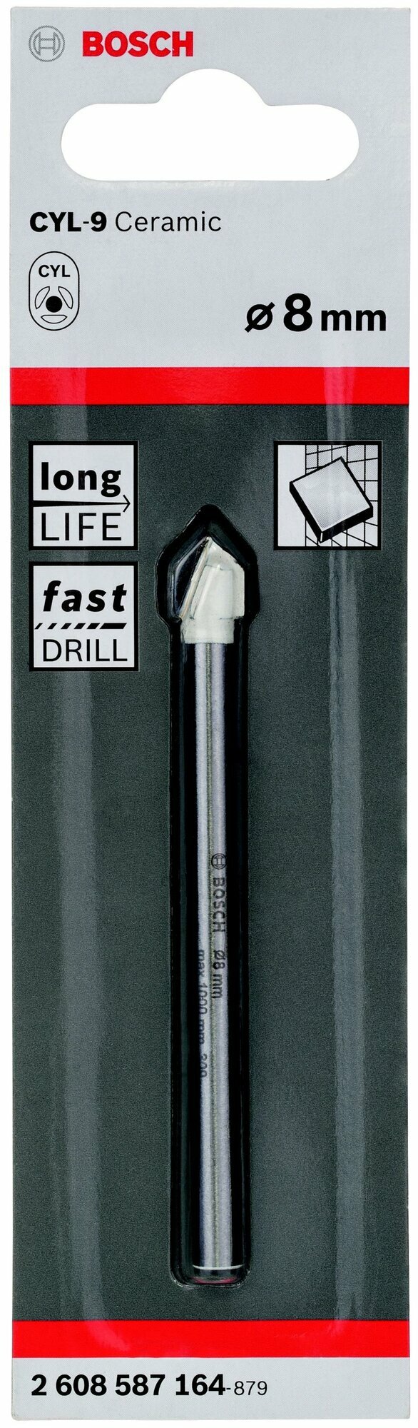Сверло стекло кафель Bosch CYL 9 Ceramic 8мм 2608587164