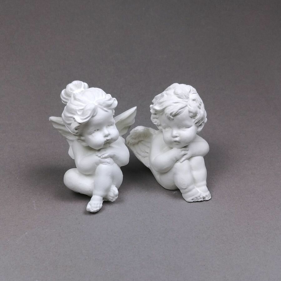 Комплект из двух статуэток девочка и мальчик Ангелы малый, 5.65см, ручная работа