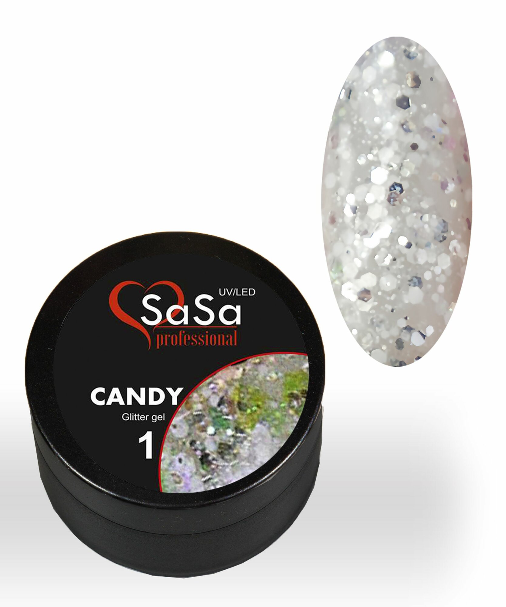 SaSa Глиттер-гель СANDY #01, 5 гр.