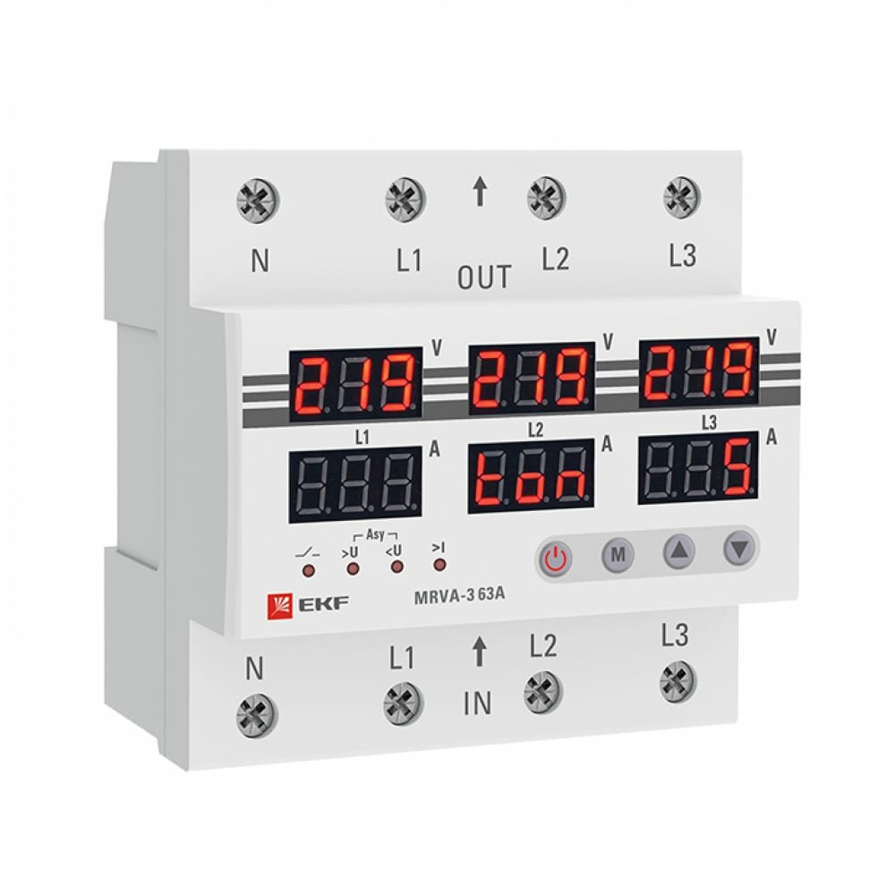 Трехфазное реле напряжения и тока EKF MRVA-3