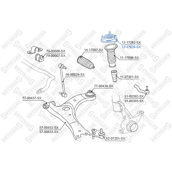 Опора амортизатора для автомобиля Toyota, STELLOX 12-17028-SX (1 шт.)