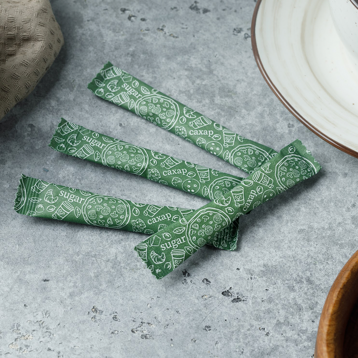 "Порционный сахар Пицца-Зеленый" 3,5 гр 1500 штук