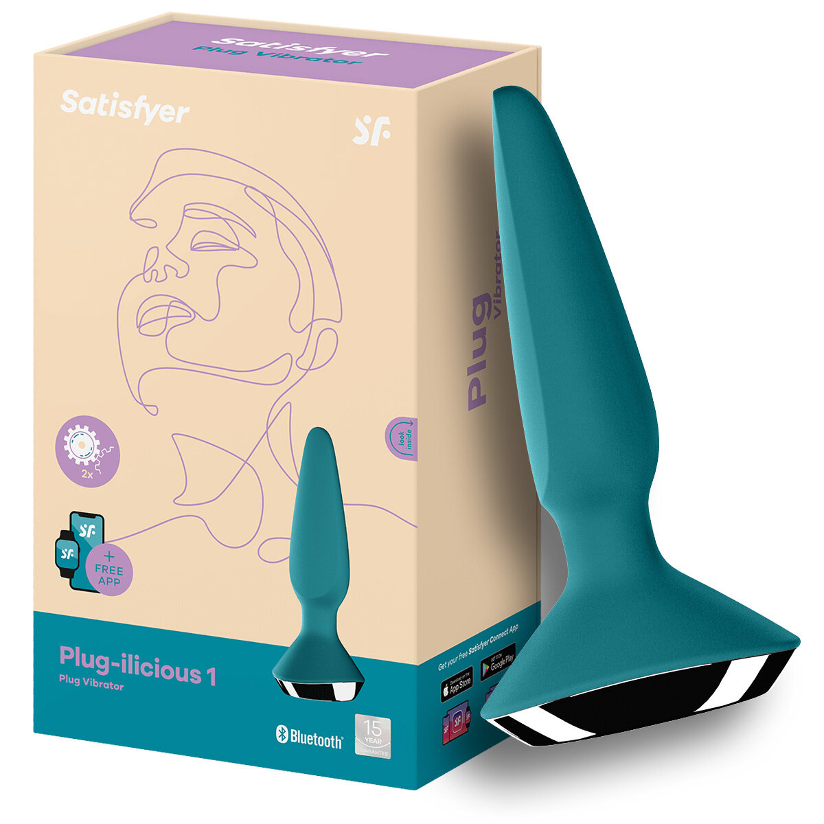 Анальная пробка Satisfyer Вибрирующая Plug-ilicious One с управлением через приложение Сатисфаер