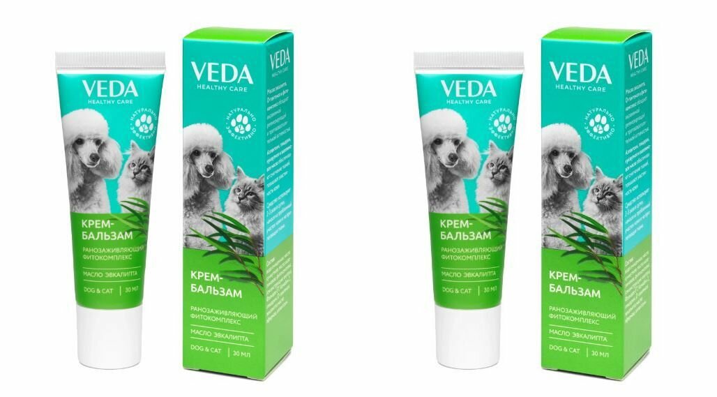 VEDA Крем-бальзам с ранозаживляющим фитокомплексом с эвкалиптом 30 мл, 2 шт