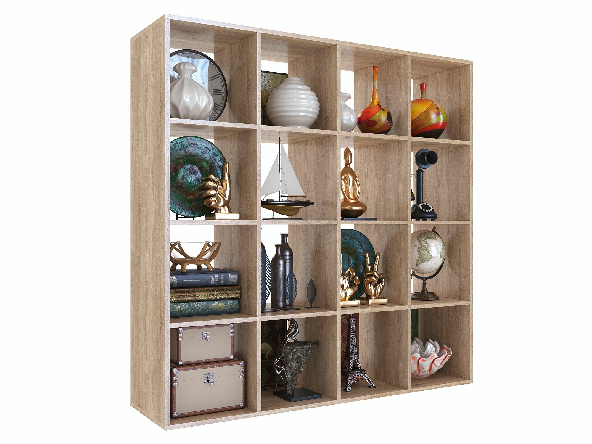 Стеллаж для книг 16 секции с полками Мебель на Руси "Каллакс" 142х142х39, дуб сонома, ЛДСП