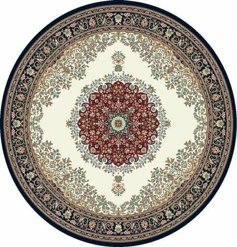 Ковер бельгийский Круглый на пол в гостиную в спальню 100х100 см светлый бежевый классический ворс 3 мм 278715 Kover-Russia