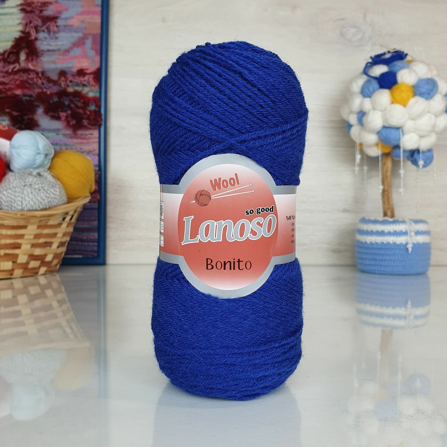 Пряжа Bonito Lanoso, василек - 954, 49% шерсть, 51% акрил, 5 мотков, 100 г, 300 м.