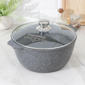 Кастрюля Мечта Premium Grey 6 л антипригарное покрытие стеклянная крышка