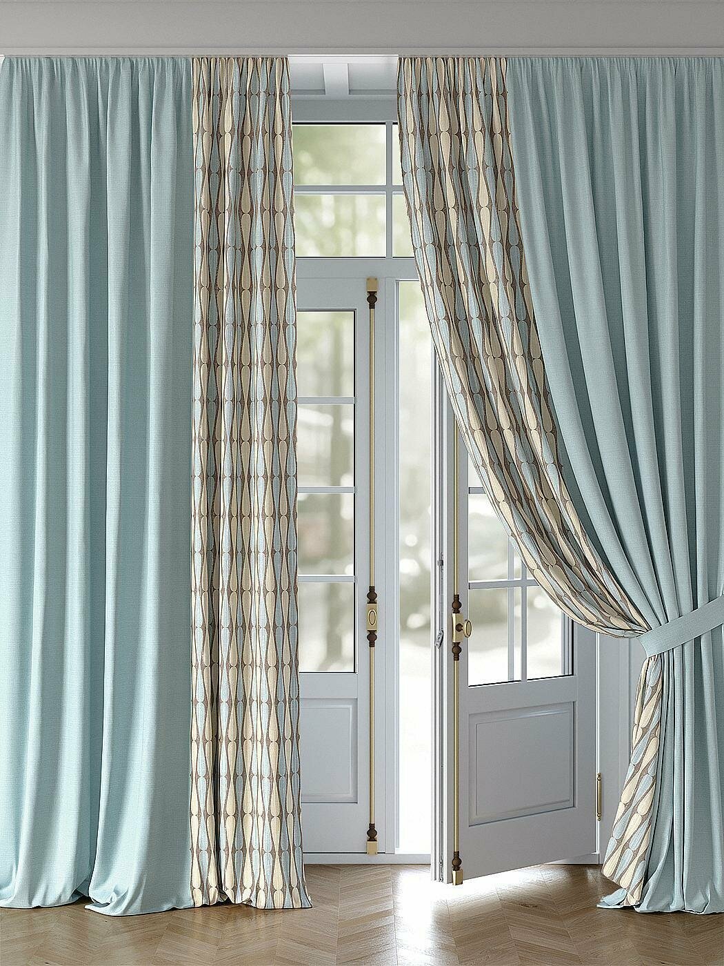 Комплекты штор AT HOME / шторы в комнату 220х280 см / Конверс (голубой)